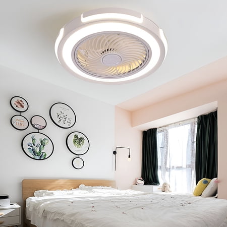 Dimmable LED Bladeless Ceiling Fan Light Flush Mount Ceiling Fan Lamp ...