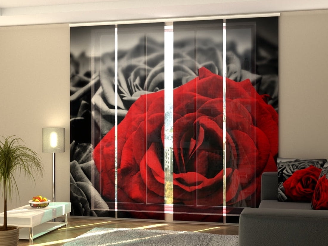 Tiptophomedecor Set of 4 Panel Blinds Red Rose on Black and White ...