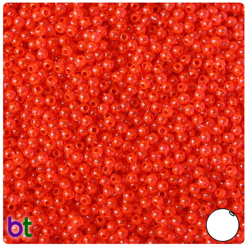 BeadTin Fire Red Transparent 3mm Round Plastic Beads (1oz) - Walmart.com