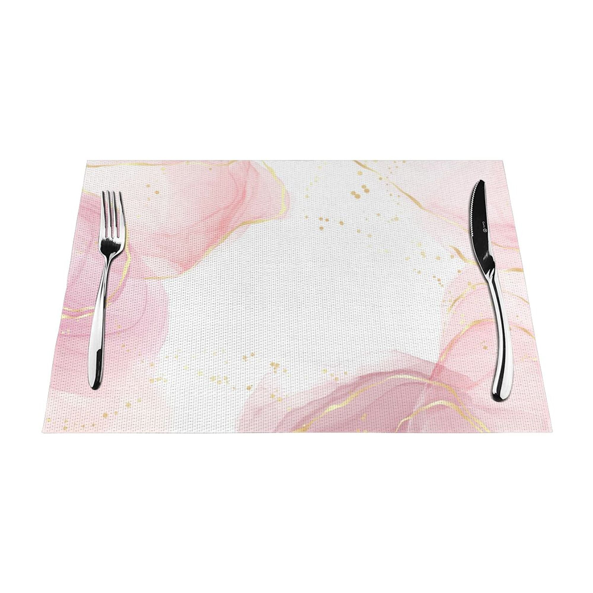 XMXY Woven Placemats Set of 6 PCS, Liquid Golden Splash Background ...