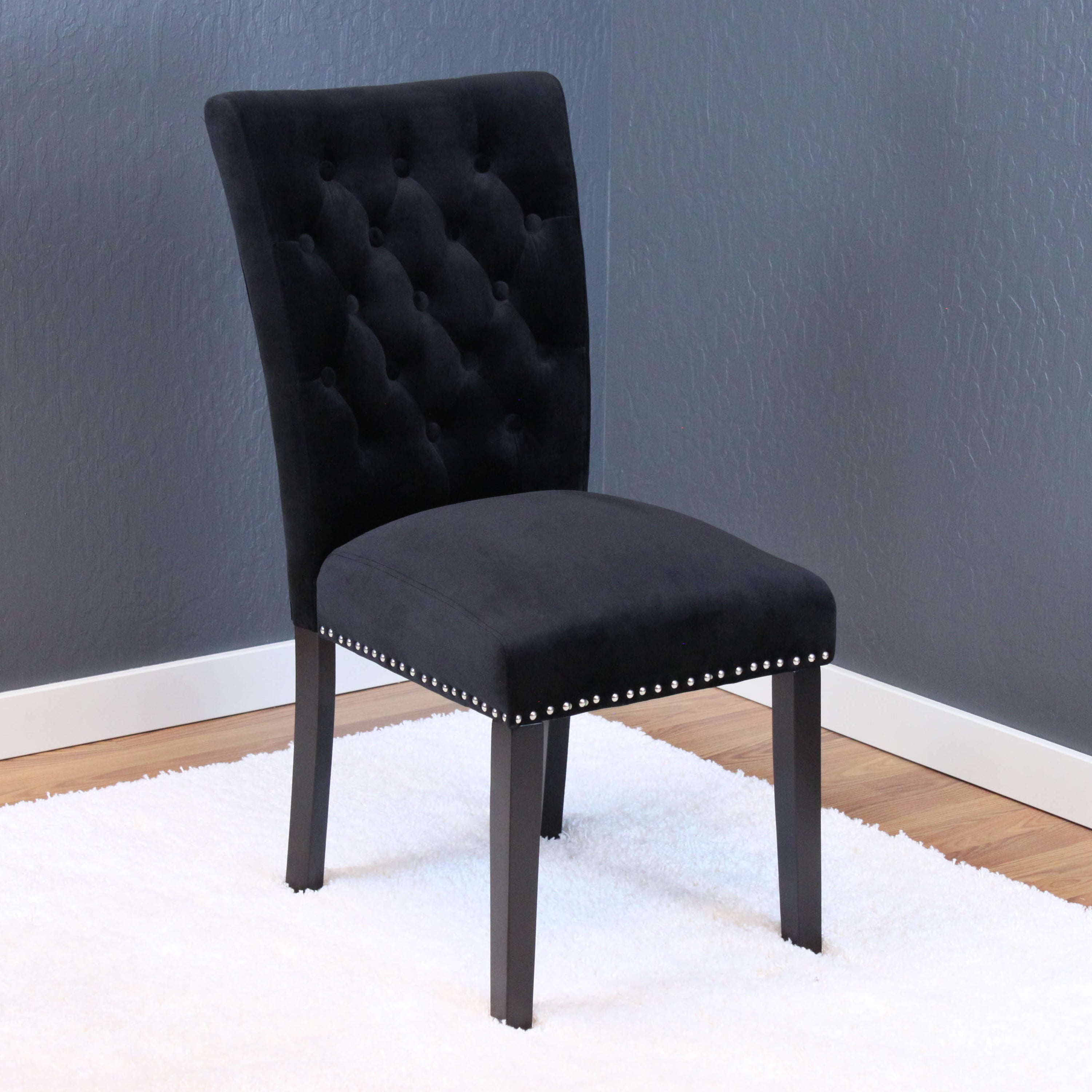 Markelo Black Velvet Dining Chairs (Set of 2) - Walmart.com