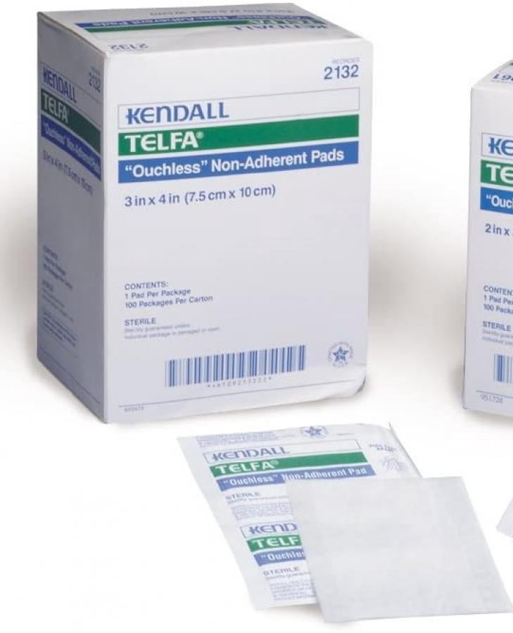 Telfa Ouchless Non-adherent Pads, Cotton, 3 Inches x 4 Inches, White ...