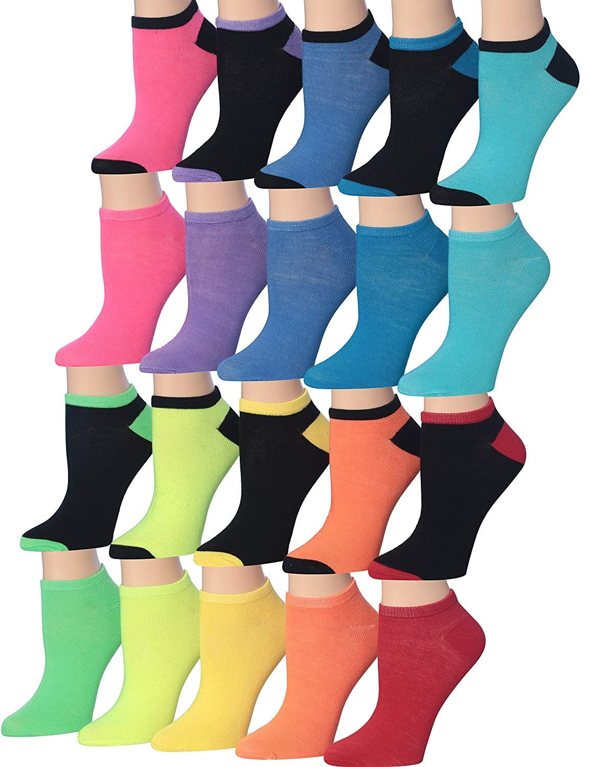 Colorfut Women's 20 Pairs Colorful Patterned Low Cut/No Show Socks WL02 ...