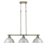 Golden Lighting Duncan 3 Light Linear Pendant in Aged Brass with Red ...