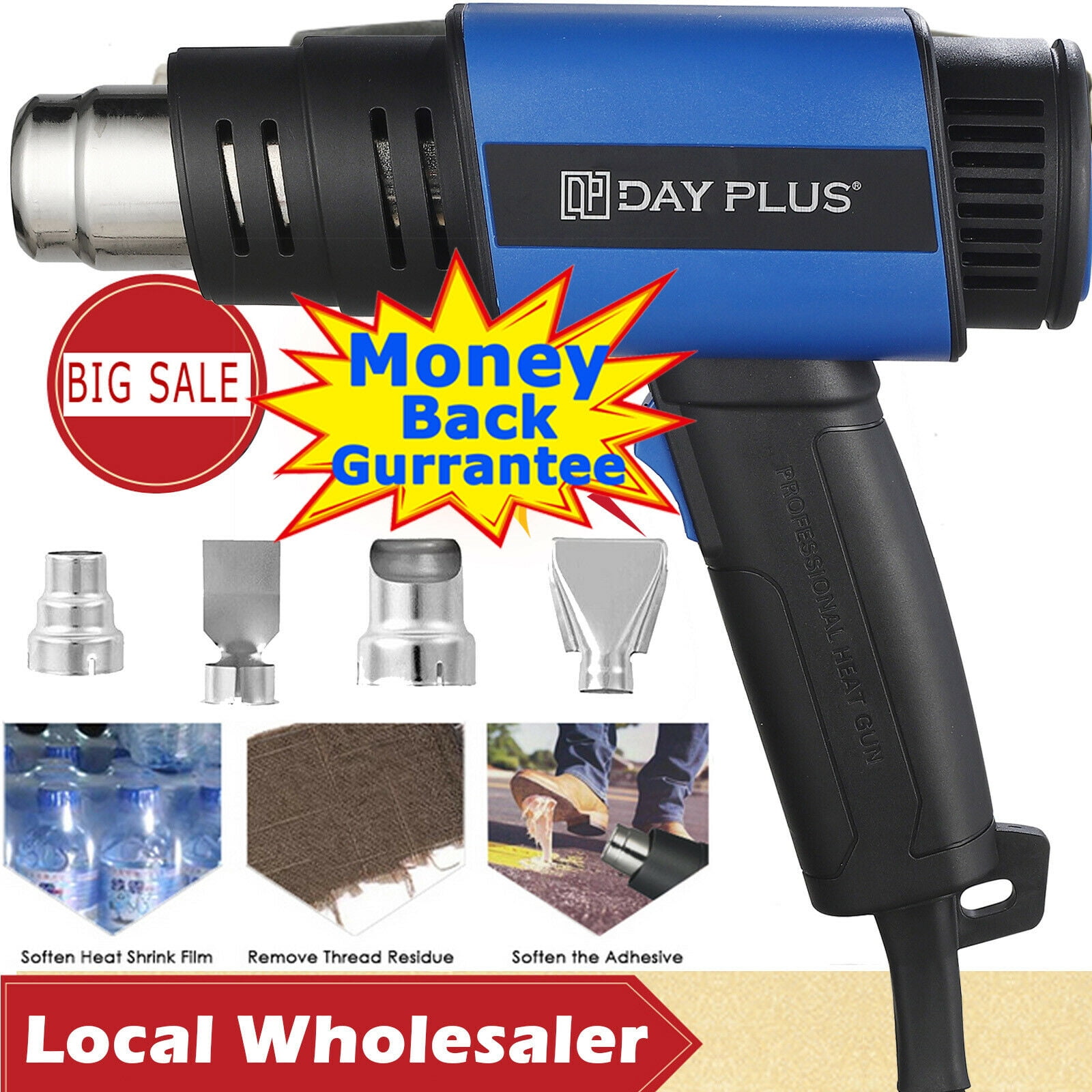 Bowoshen Heat Gun Hot Air Gun 4 Nozzles Electric 2000W Dryer Shrink ...