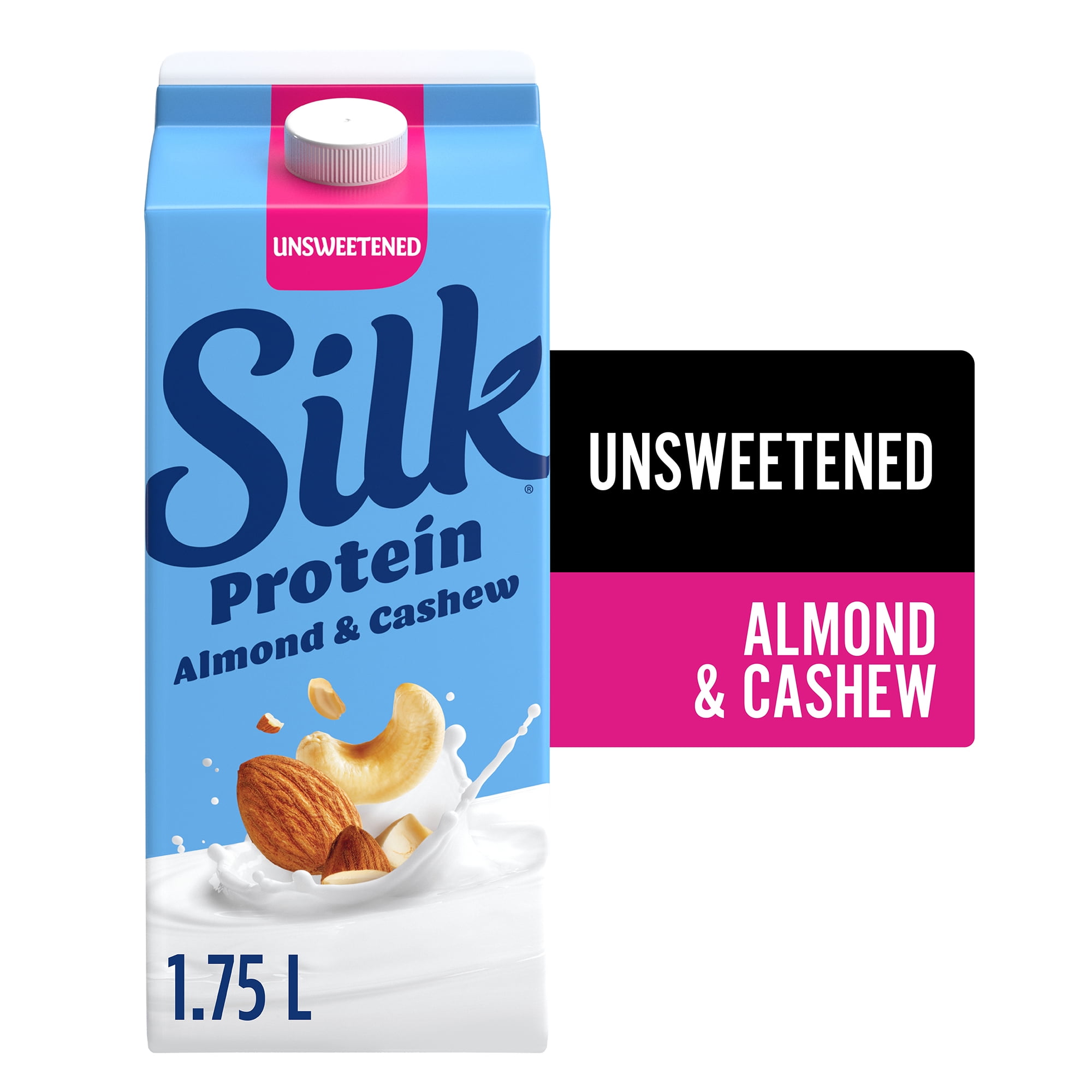 Silk Protein Almond & Cashew Milk Alternative, Unsweetened, Dairy Free, 1.75 L - Walmart.ca