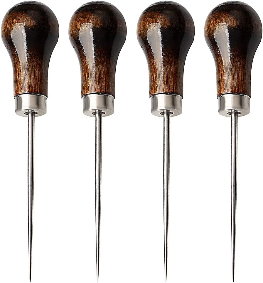 4 Pack Awl, Gourd Shape Awl Tailors Awl Wood Handle Scratch Awl Sewing ...