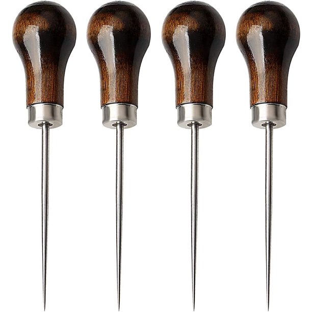 4 Pack Awl, Gourd Shape Awl Tailors Awl Wood Handle Scratch Awl Sewing ...