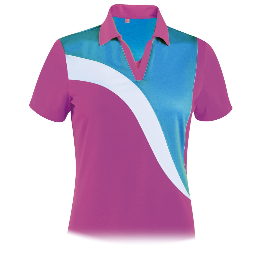 Monterey Club Women's Ruby Contrast Block Golf Polo Shirt #2302 ...