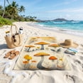 Boho beach towel A group of orange and white mushrooms in a field of ...