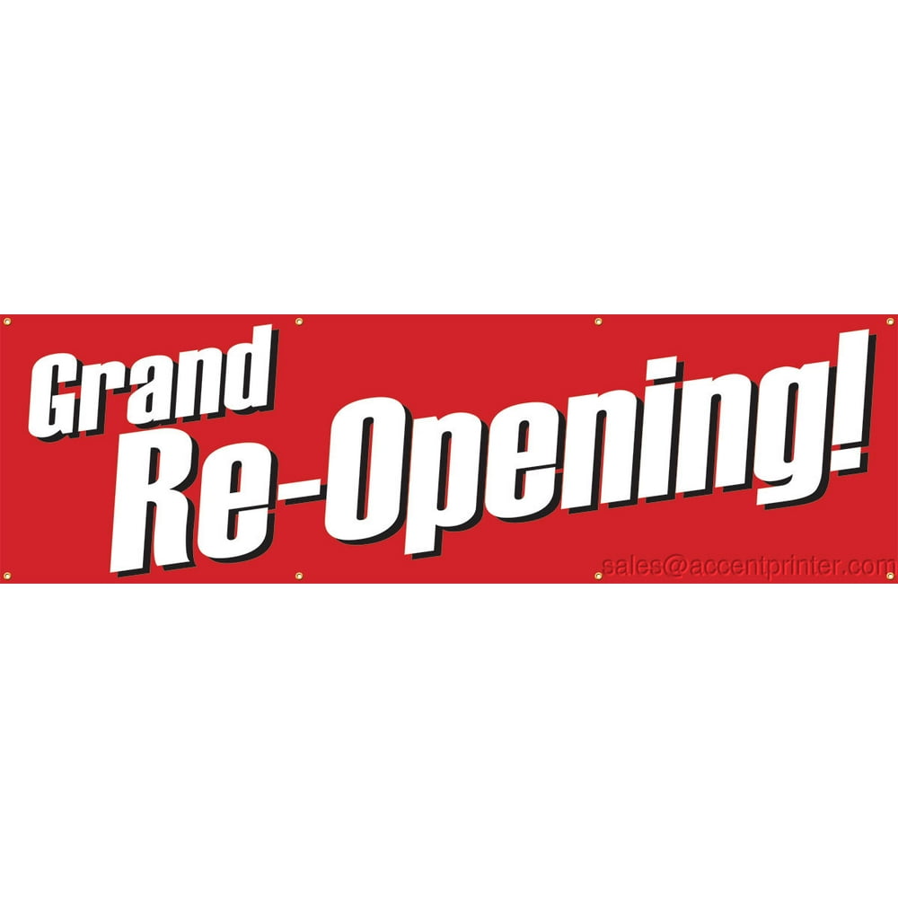 Grand Re-Opening Vinyl Display Banner with Grommets, 3'hx10'w, Full ...