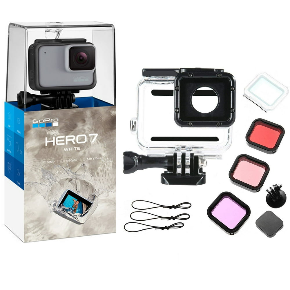 GoPro HERO7 White w/ Waterproof Diving Cover Case 197ft Underwater Dive ...