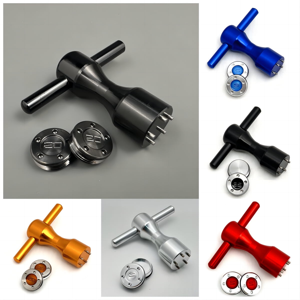 Juego de llaves para tornillos de varilla de empuje, 5 g, 10 g, 15 g, 20 g, rojo, azul, plateado ...