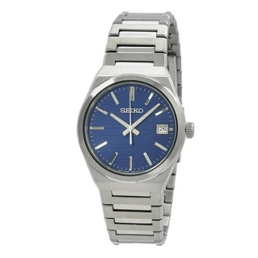 Seiko Classic Quartz Blue Dial Grey Titanium Men's Watch SUR373 ...