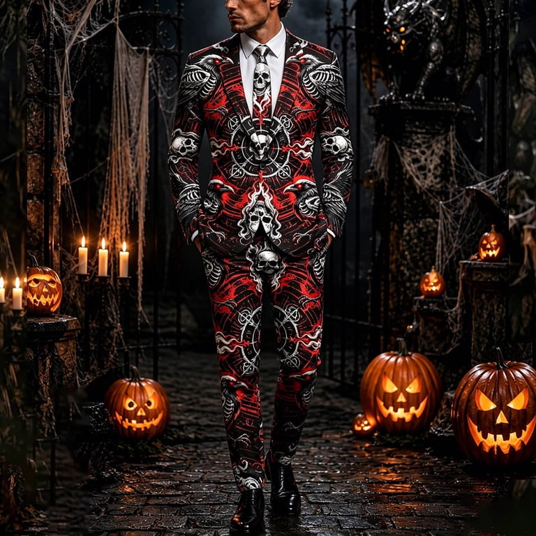 uikmnh Men's Demon Gothic Suit Blazer and Pants, Slim Fit 2 Piece ...