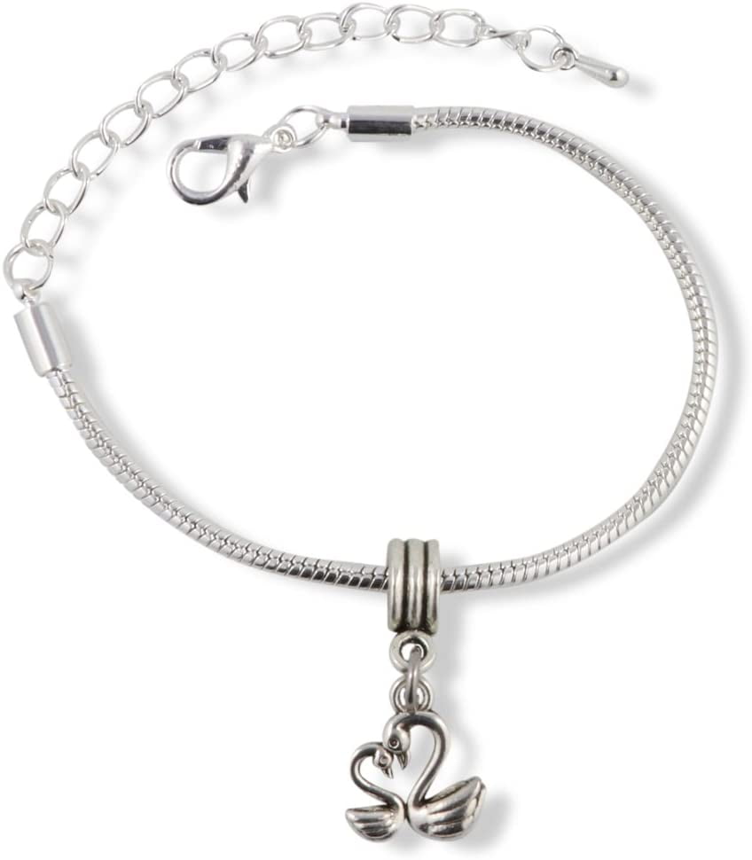 Emerald Park Jewelry Swans Two ( Big and Small ) Snake Chain Charm ...