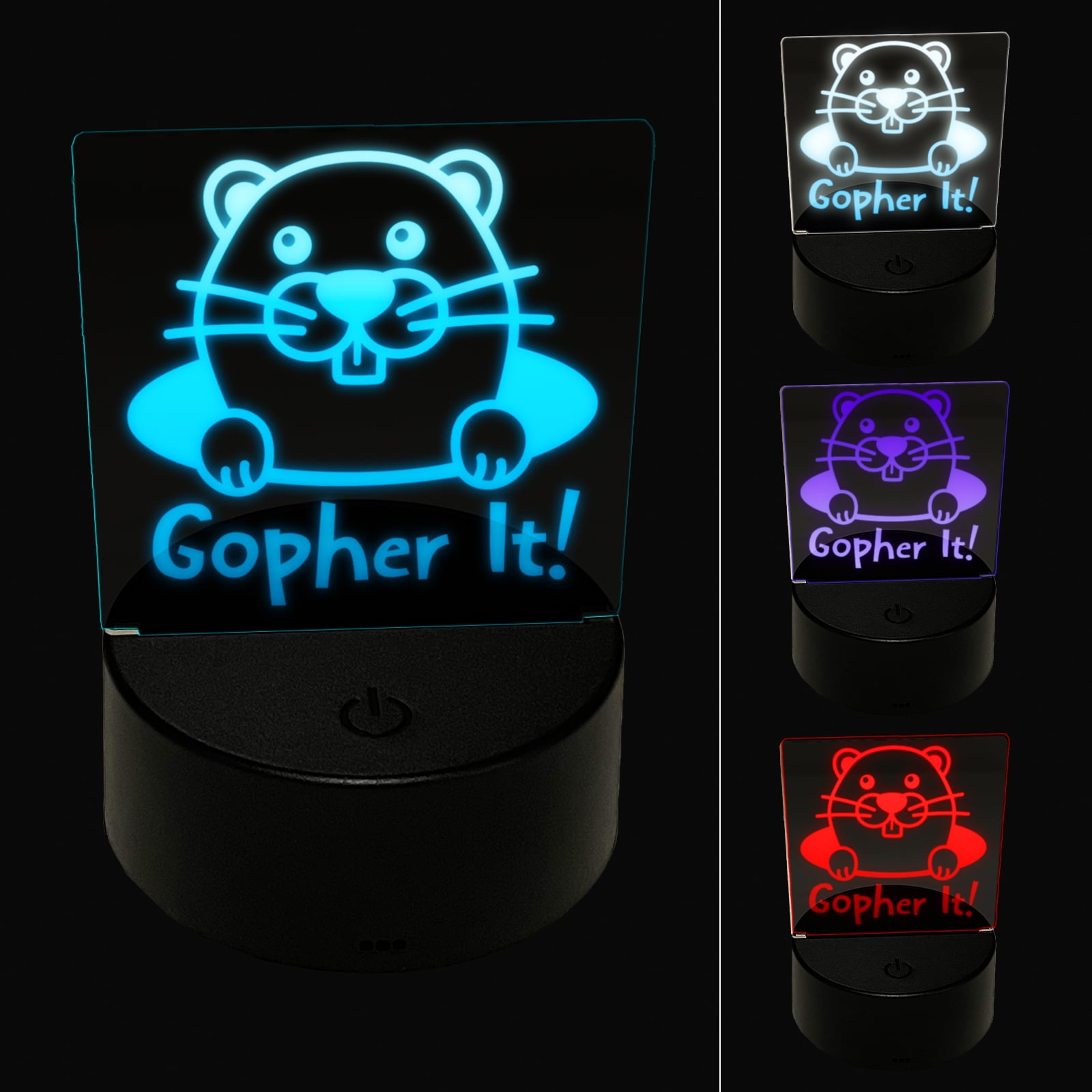 Peeking Gopher Go For It LED Night Light Sign 3D Illusion Desk ...