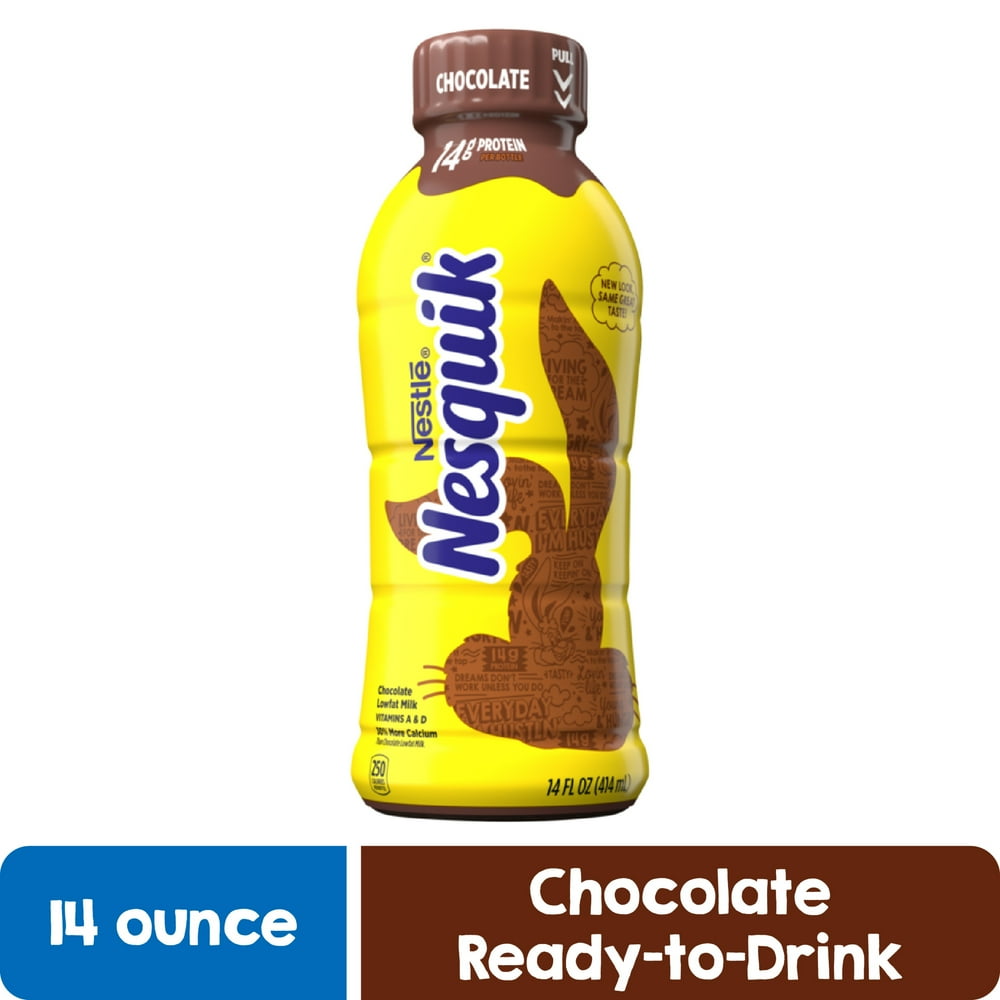 Nesquik Chocolate Lowfat Milk, Ready to Drink 14 fl oz. - Walmart.com ...