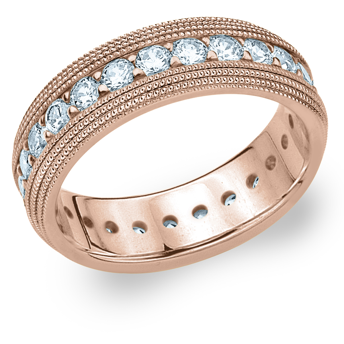 2 CTTW Diamond Wedding Band, 2.0 CT in 14K Rose Gold Diamond ...