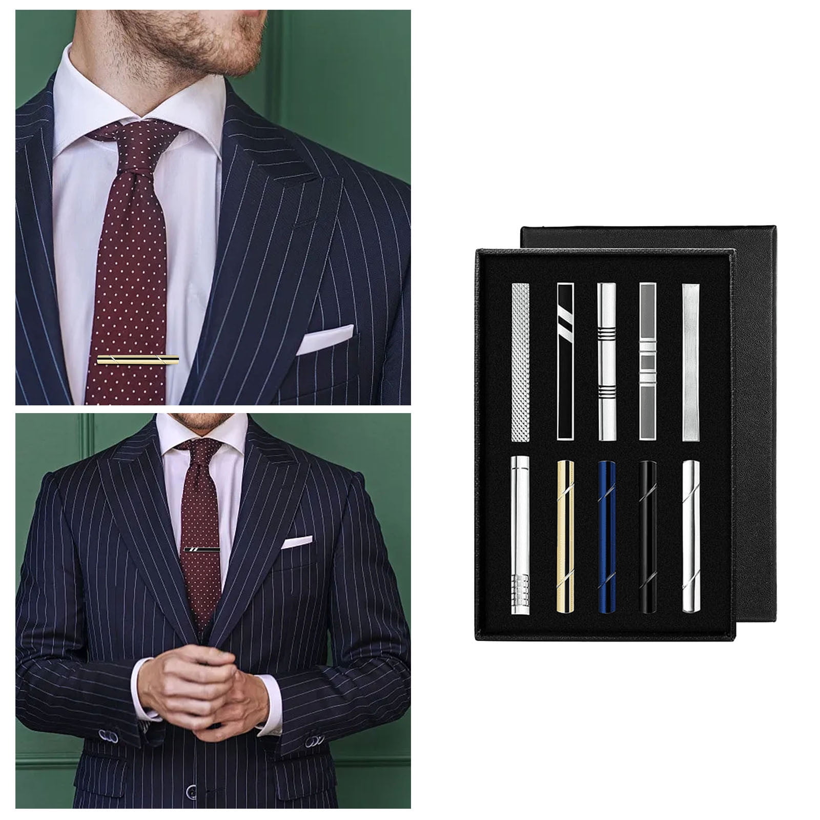 Click here for Bker 10 Pcs Tie Clips Set For Men Tie Bar Clip Bla... prices