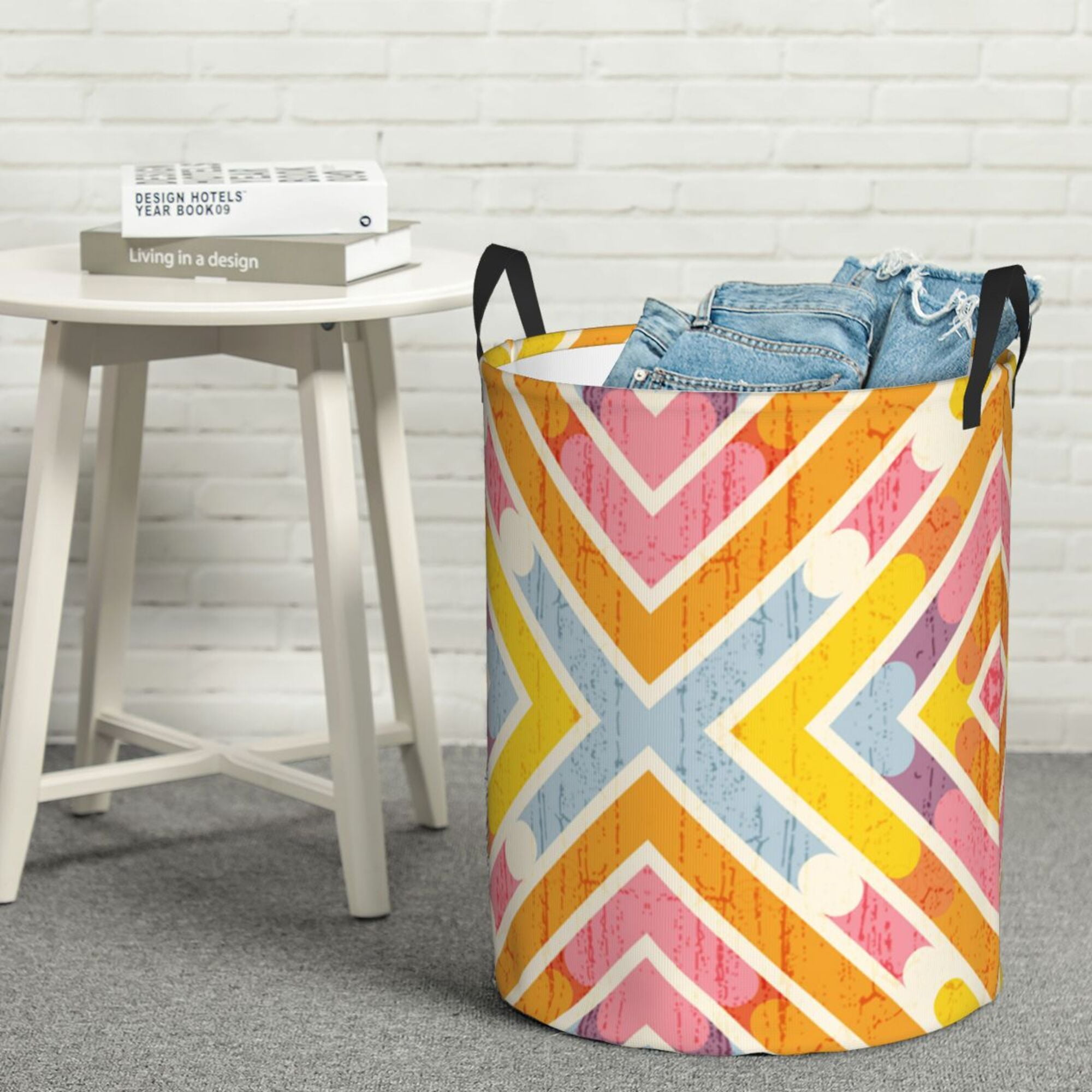YFYANG Waterproof Laundry Hamper, Yellow Line Geometric Pattern Laundry ...