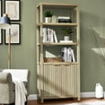 OAKHAM 5 Tier Bookshelf Set of 2, Tall Bookcase with Doors Cabinet ...