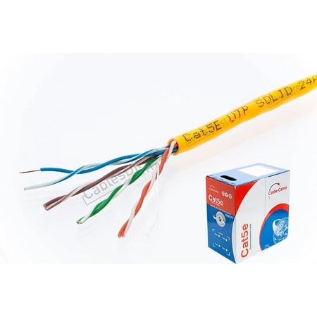 1000ft Cat5e Orange Solid 24AWG Cable UTP Cat5 Bulk Network Wire ...