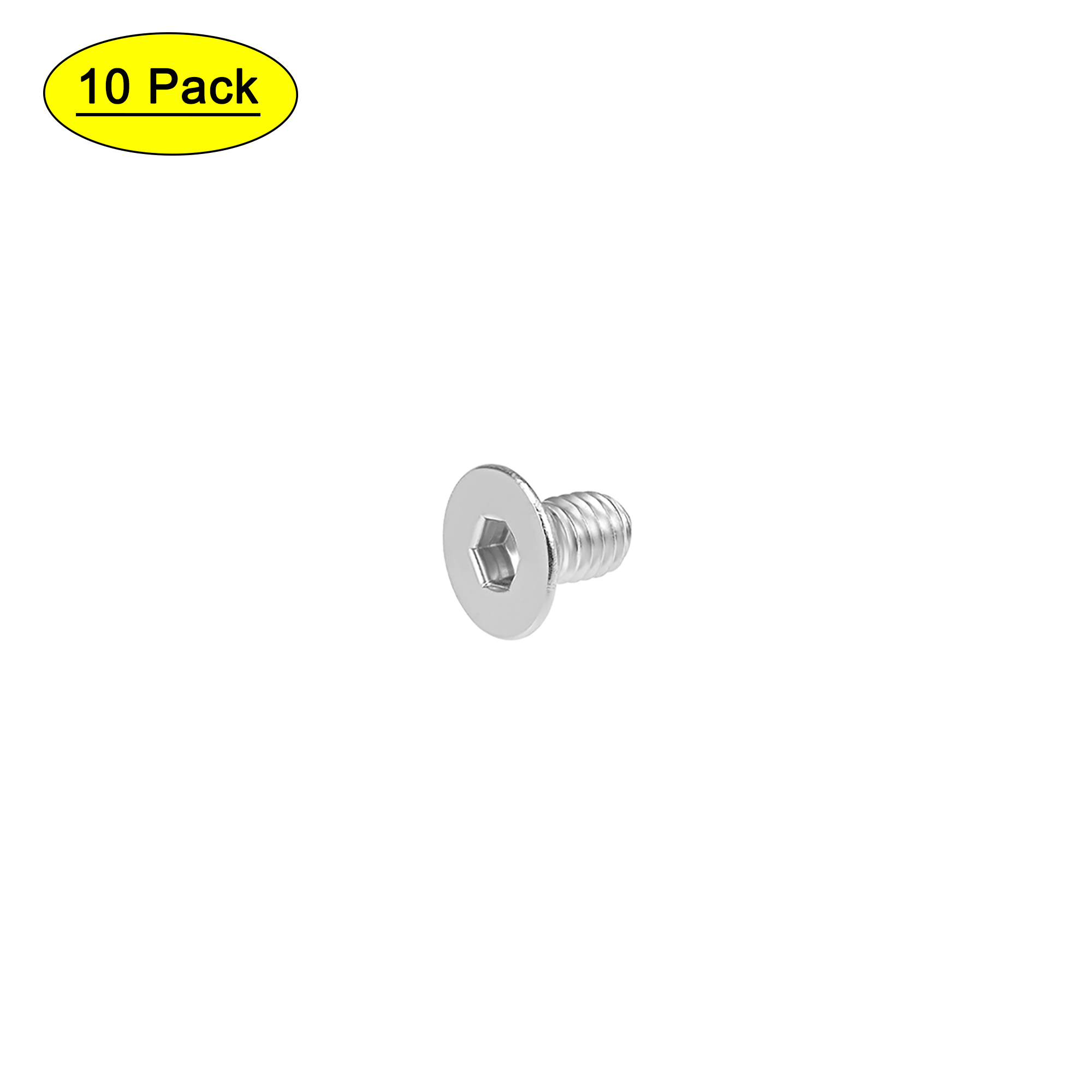 Uxcell M6x10mm Flat Head Machine Screws Inner Hex Screw 304 Stainless ...