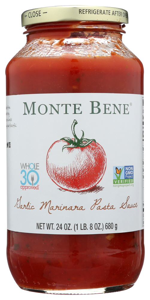 Monte Bene Pasta Sauce Garlic Marinara, 24 Fl Oz - Walmart.com ...