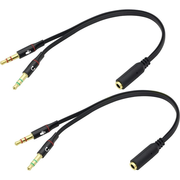YACSEJAO Mic Headphone Splitter 3.5mm Female to 2 Dual 3.5mm Male Audio ...