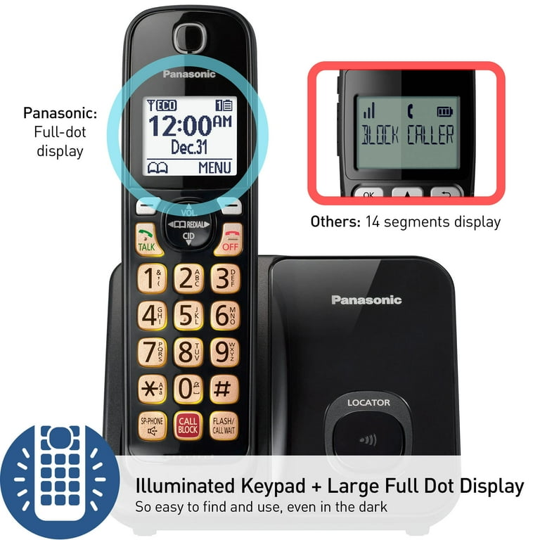 Panasonic Cordless Phone with Advanced Call Block, Bilingual Panasonic Cordless Phone with Advanced Call Block, Bilingual