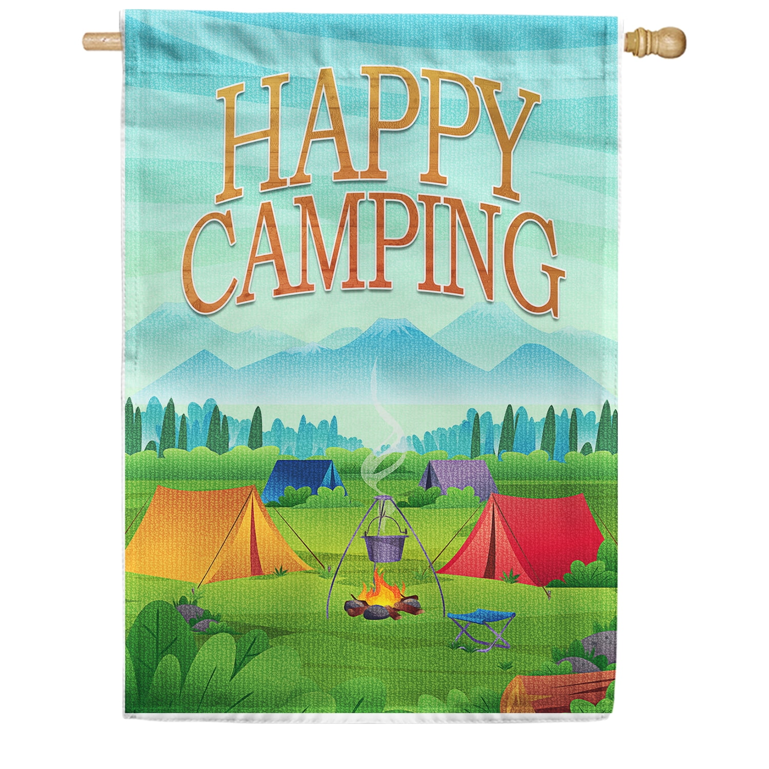 America Forever Happy Camping House Flag Double Sided Campfire Tent ...