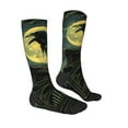 Vsdgher MoonNight Sky Crow Print Thigh High Socks Extra Long Stretchy ...