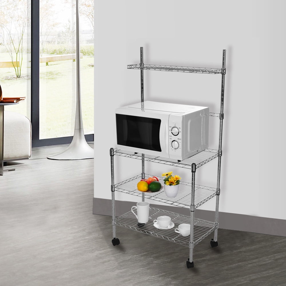 3-Layer Microwave Rack Storage Rack With Four-Wheel Storage Rack With ...