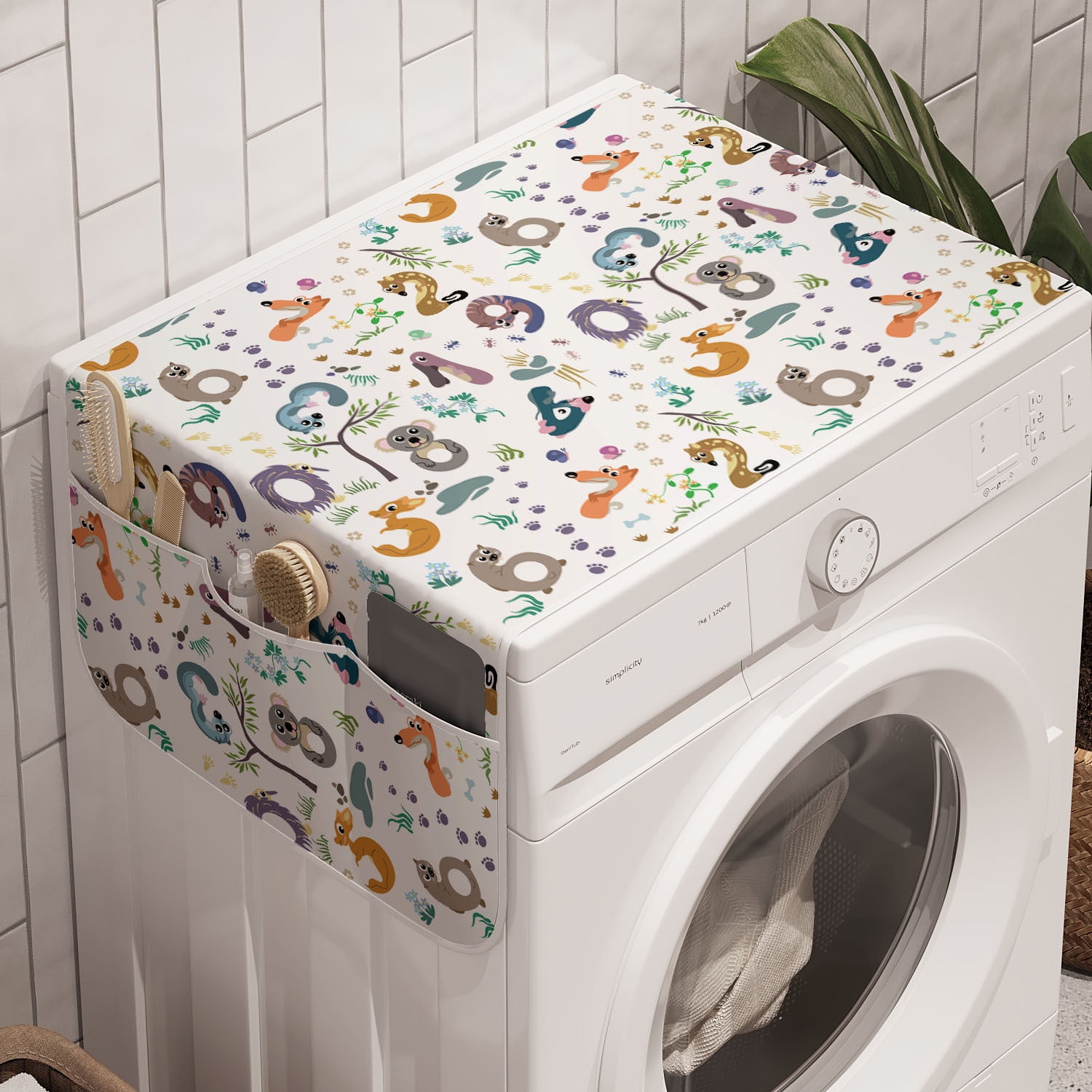 Forest Washing Machine Organizer, Animals Forming Numbers Raccoon Snake ...