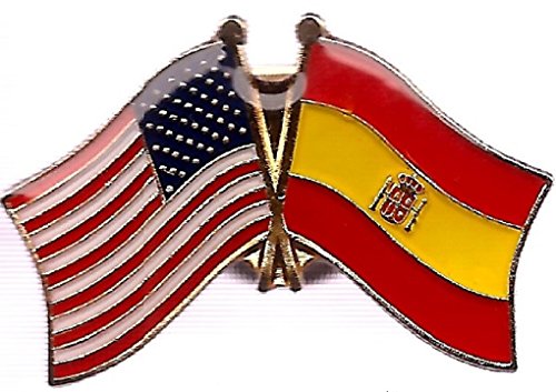 Box of 12 Spain & US Crossed Flag Lapel Pins, Spanish & American Double ...