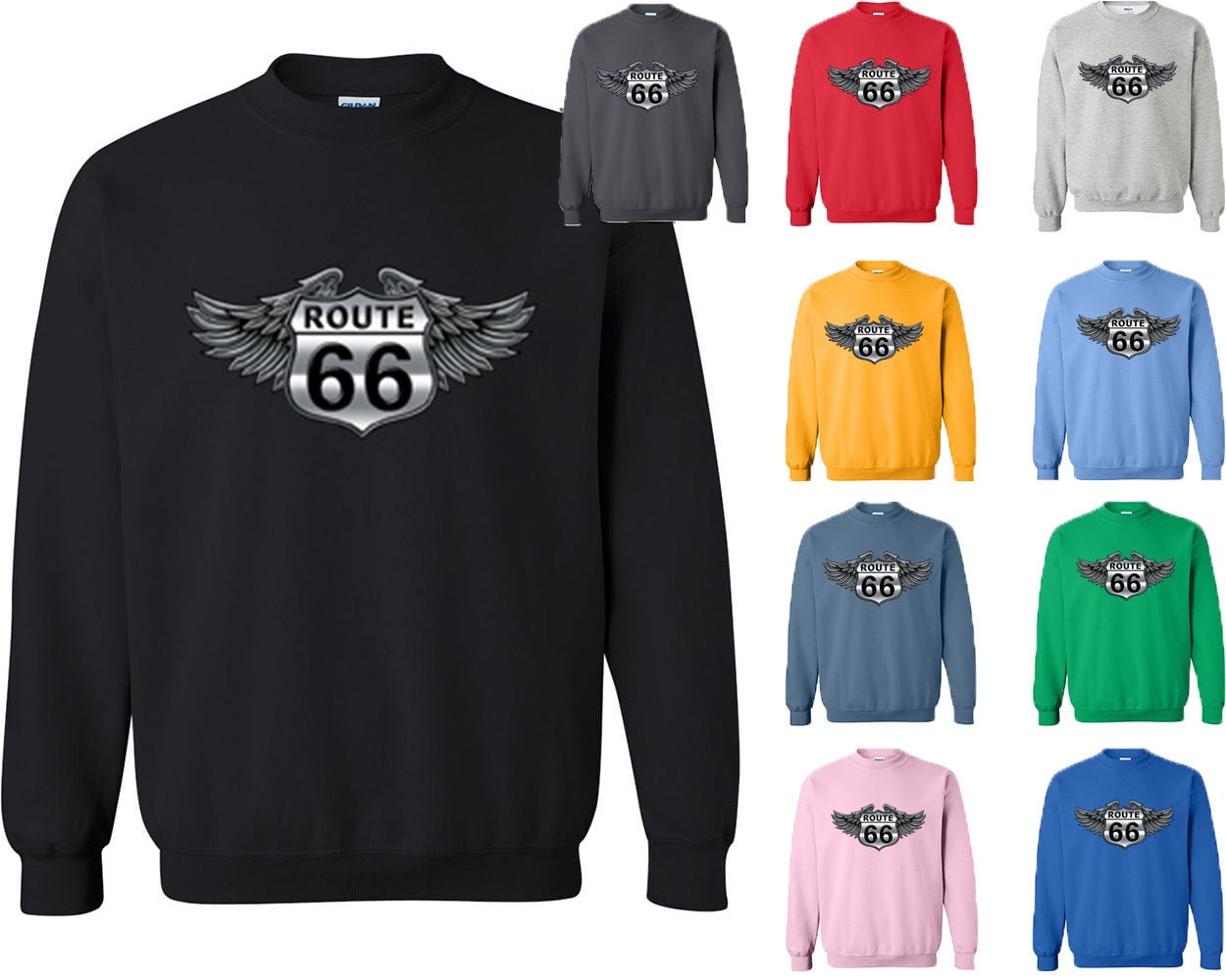 OXI - WINGS Route 66 UNISEX CREWNECK Route Us 66 Sweatshirt Get Your ...