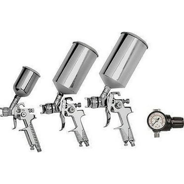TCP Global Automotive HVLP Spray Gun Set - 3 Sprayguns, Cups, Air ...