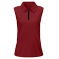 Casual Solid Color Mesh Tank Top with Lapel Collar and Front Zipper ...