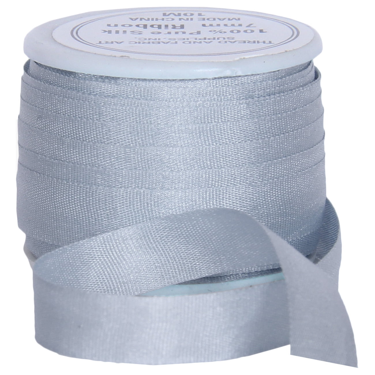 100% Pure Silk Ribbon by Threadart - 7mm Silver Grey - No. 064 - 3 ...