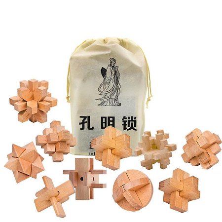 Kong Ming Lock Set Lu Ban Lock 3D Wooden Interlocking Burr Puzzles Game ...