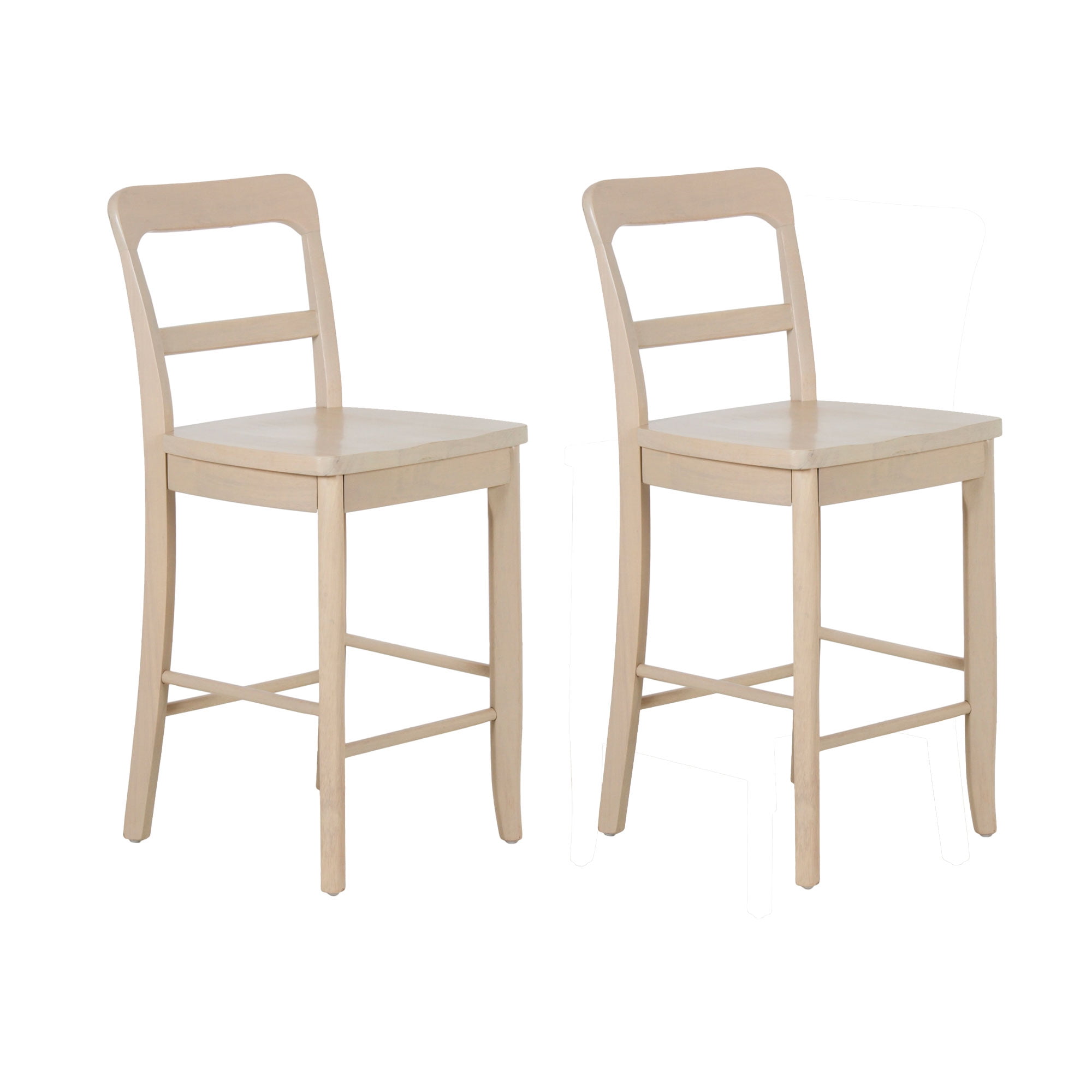 Agatha Wooden Counter Stools by East at Main - Set of 2 White Washed ...