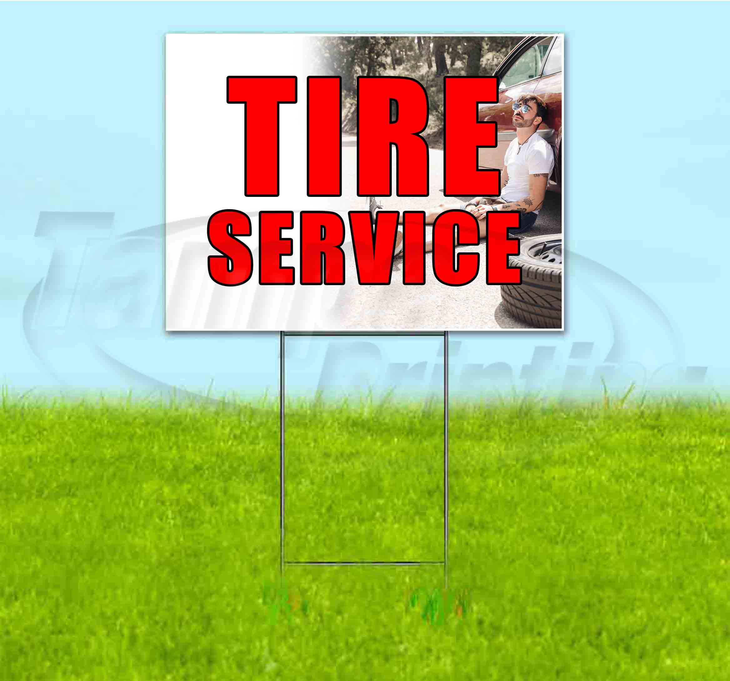 Tire Service (18" x 24") Yard Sign, Includes Metal Step Stake - Walmart.com