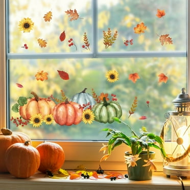 12 Sheets of Thanksgiving Window Stickers, Seasonal Fall Turkey Decals ...