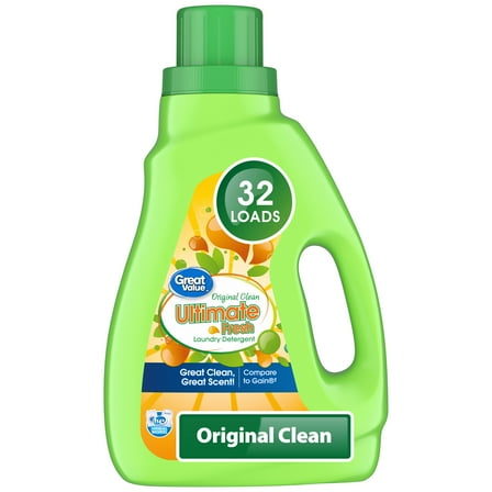 Great Value Original Clean, 108 loads, Ultimate Fresh HE Liquid Laundry ...