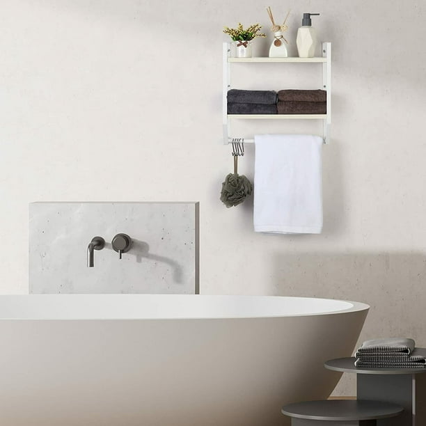 2 Tier Bathroom Shelf Bathroom Hotel Wall Mounted Towel Rack Organizer ...
