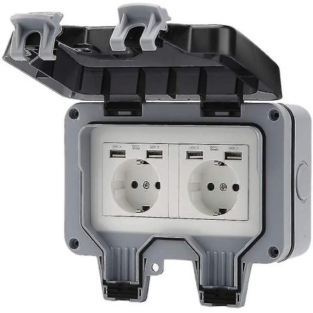 Garden Sockets Outdoor Socket Ip66 Weatherproof Usb Socket Socket Wall ...