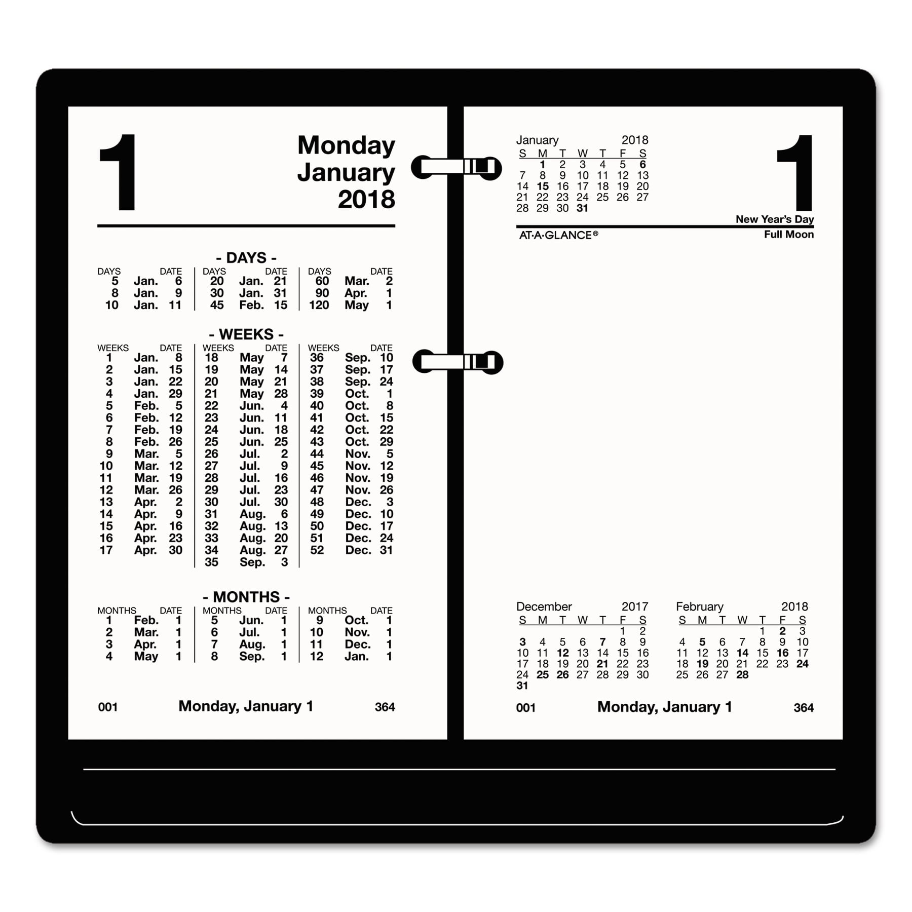 AT-A-GLANCE Financial Desk Calendar Refill, 3 1/2 x 6, White, 2018 ...
