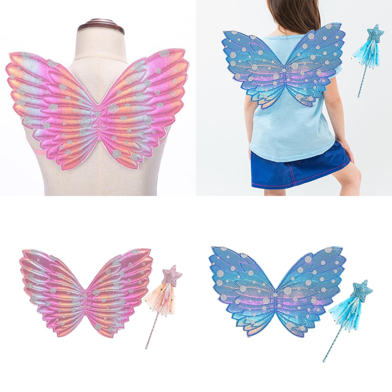 2Pcs Children Girls Fairy Wing and Wands Set Butterfly Wing Costume ...