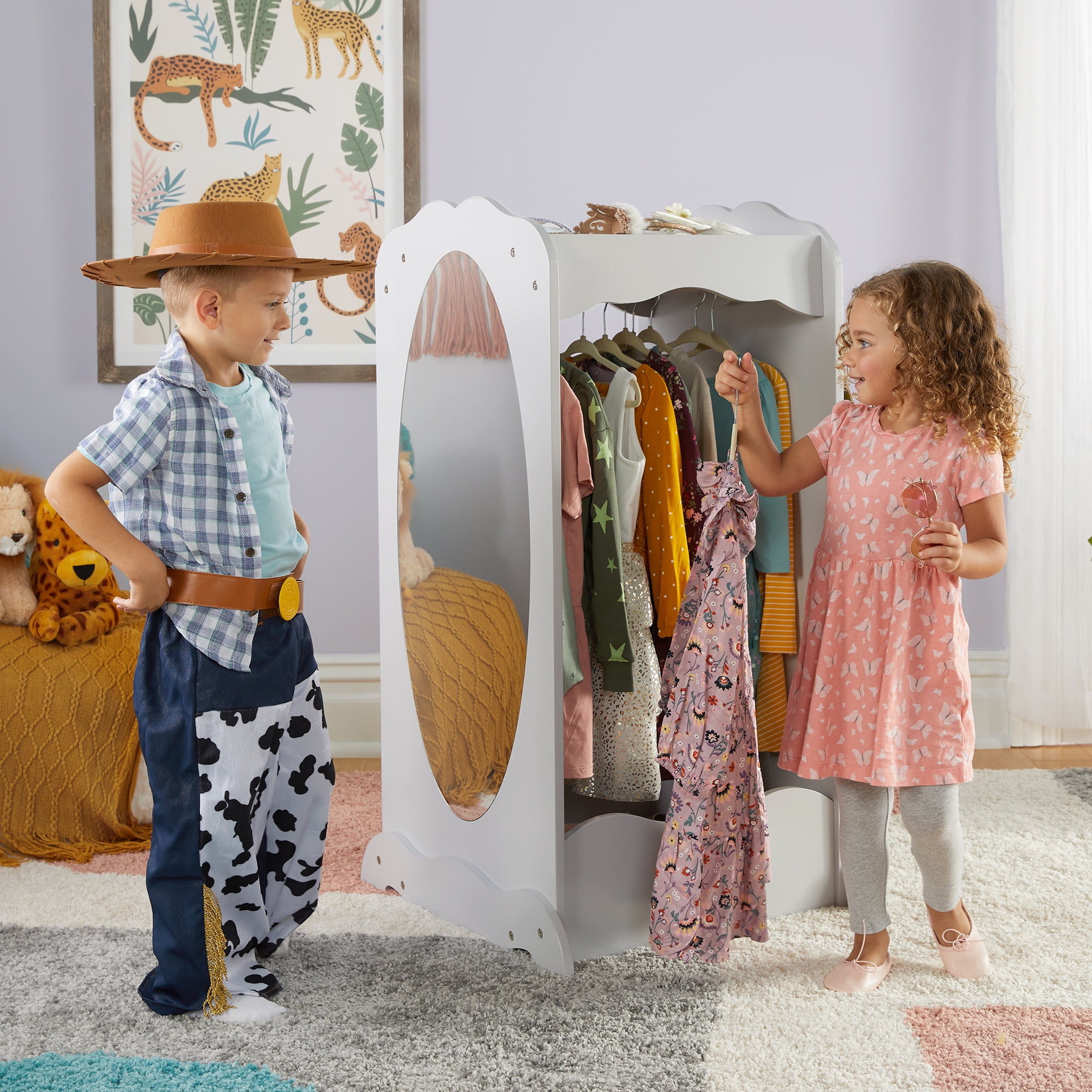 Guidecraft Dress Up Cubby Center - Gray: Kids' Armoire, Dresser with ...